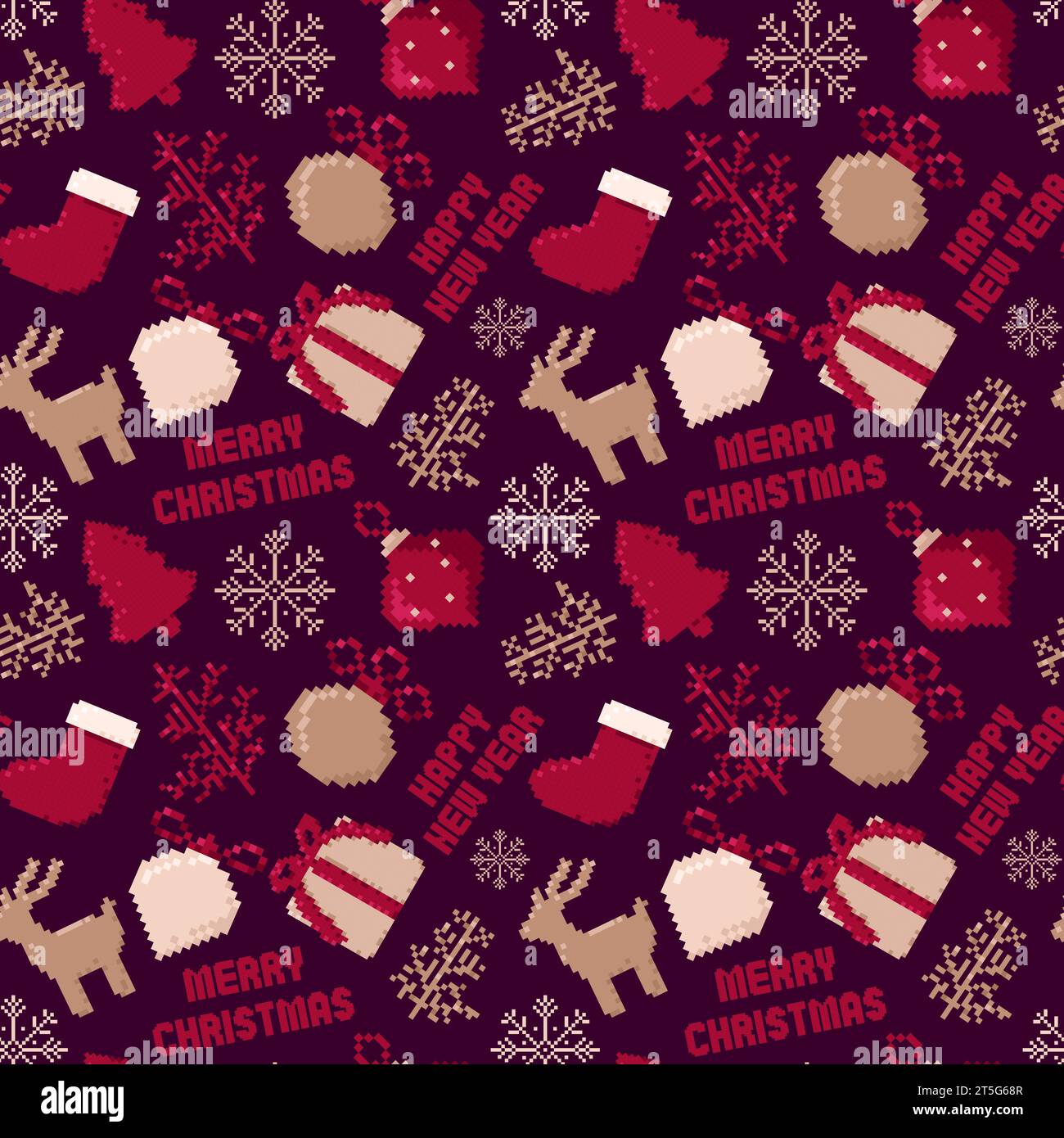 Seamless pattern pixelated christmas Stock Vector Images - Alamy