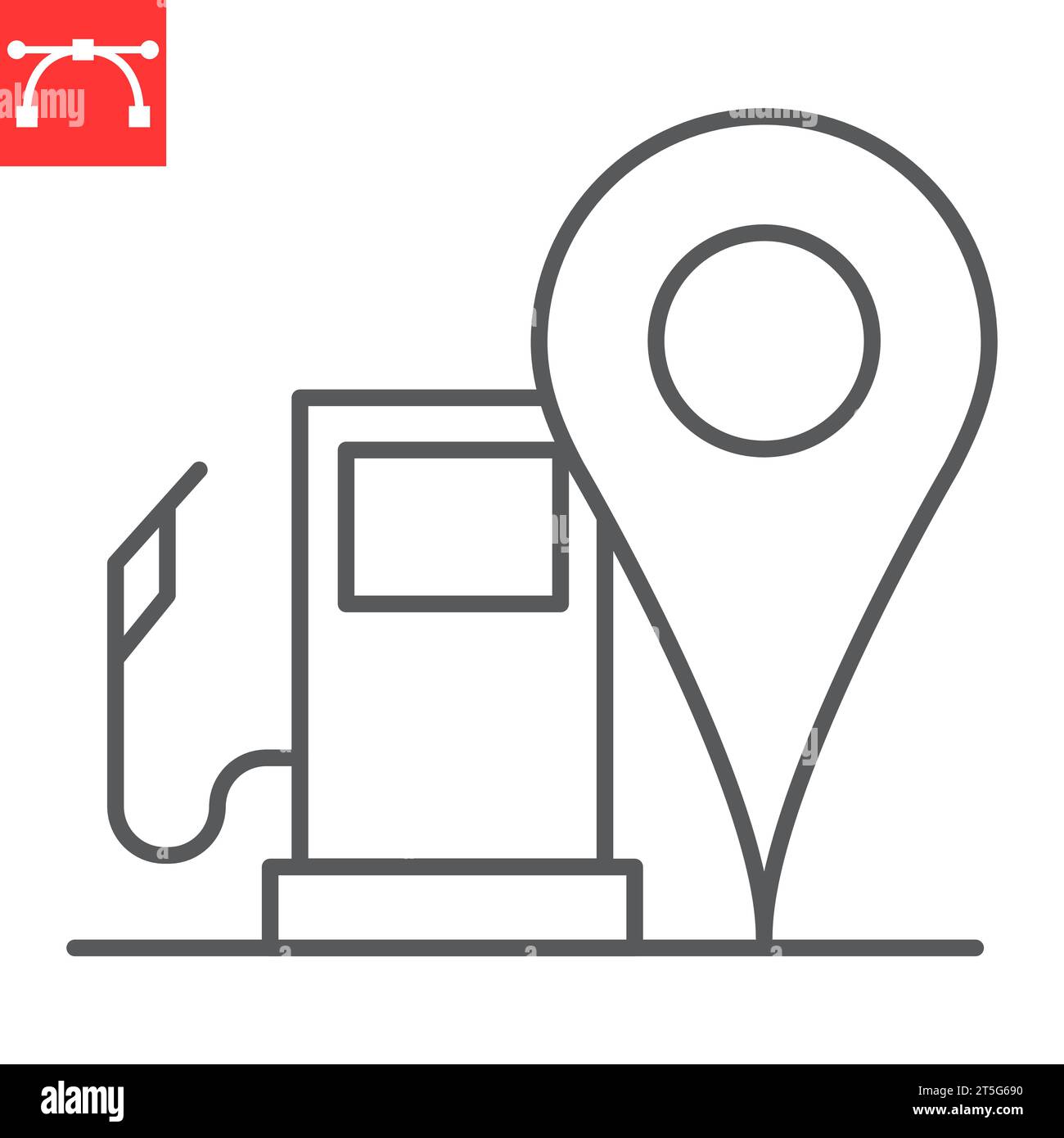 Gas station location line icon, navigation and map, gas station with ...