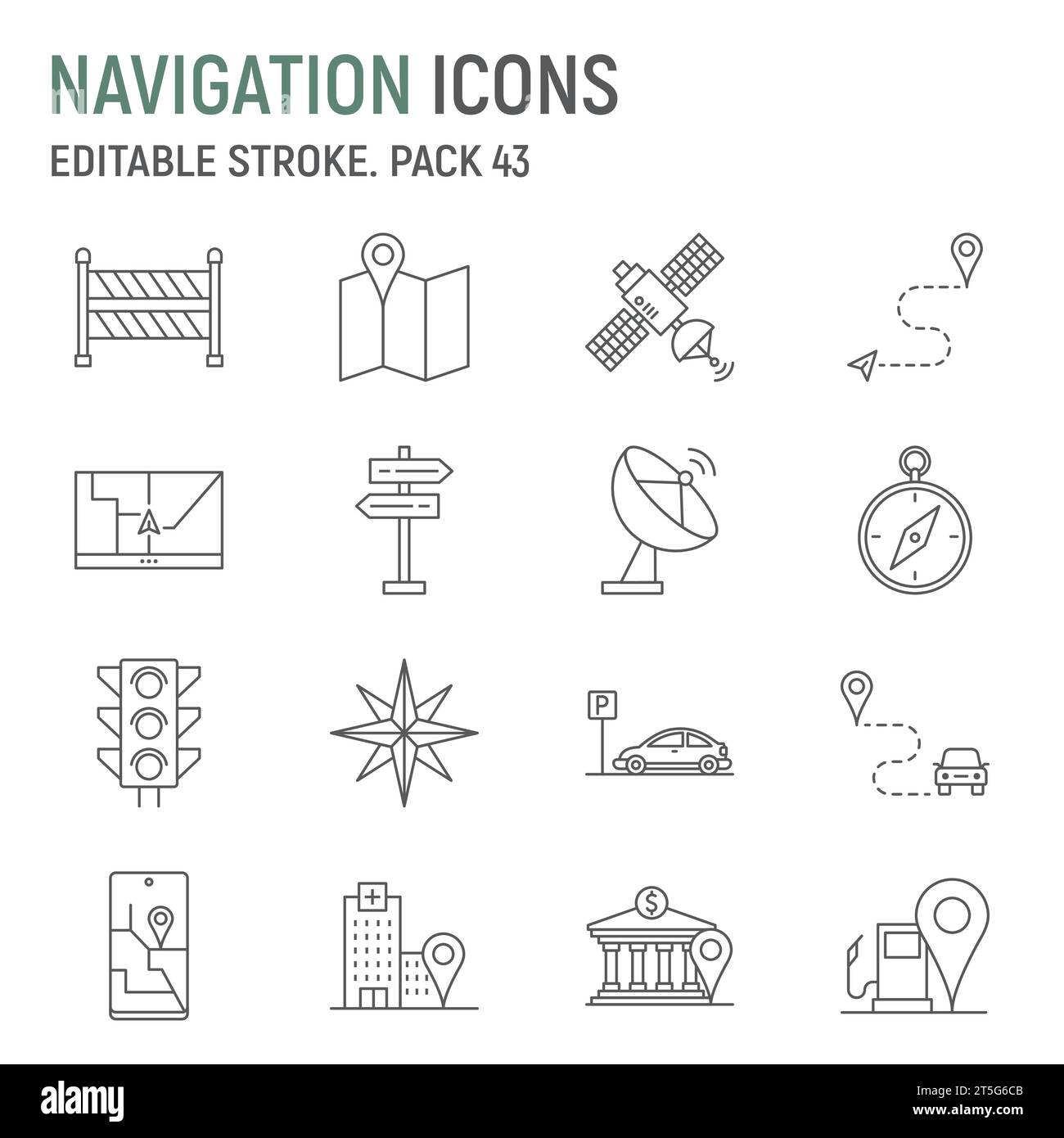 Navigation Line Icon Set Traffic Collection Vector Graphics Logo