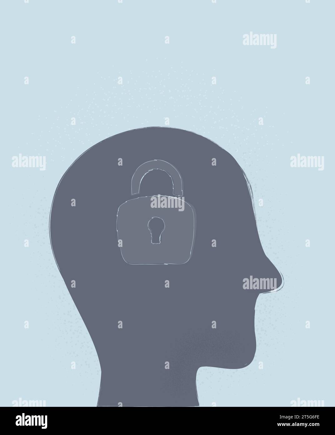Silhouette of human head with chained padlock. Conceptual vector ...