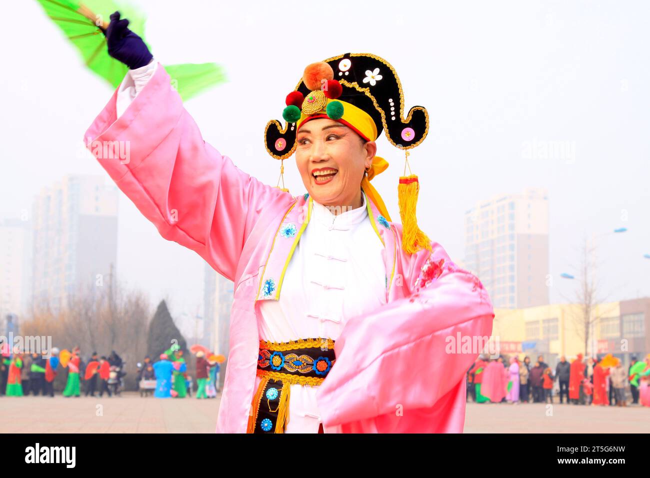LUANNAN COUNTY - FEBRUARY 15: Performer wearing colorful clothes ...