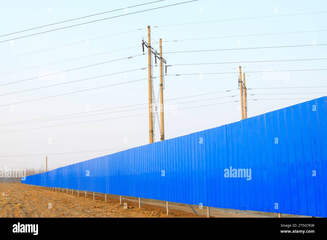 high voltage transmission line under sky, north china Stock Photo - Alamy