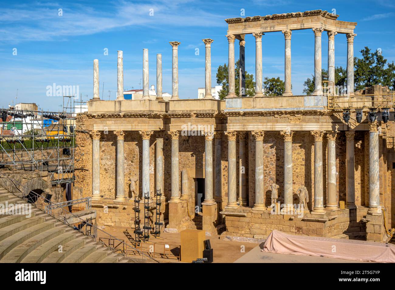 Stage of the Roman Theater of Mérida with Greek and Roman marble ...