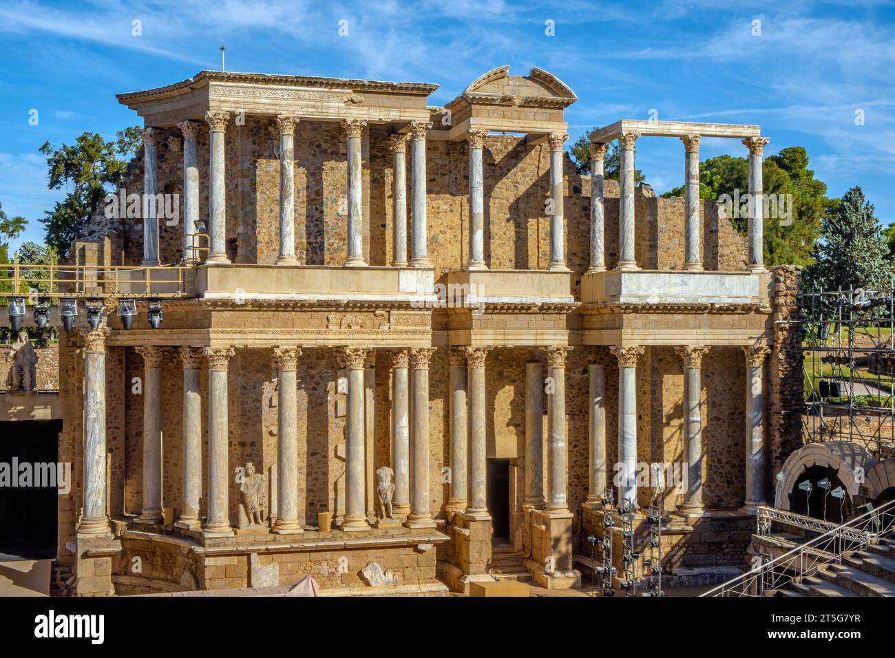Stage of the Roman Theater of Mérida with Greek and Roman marble ...