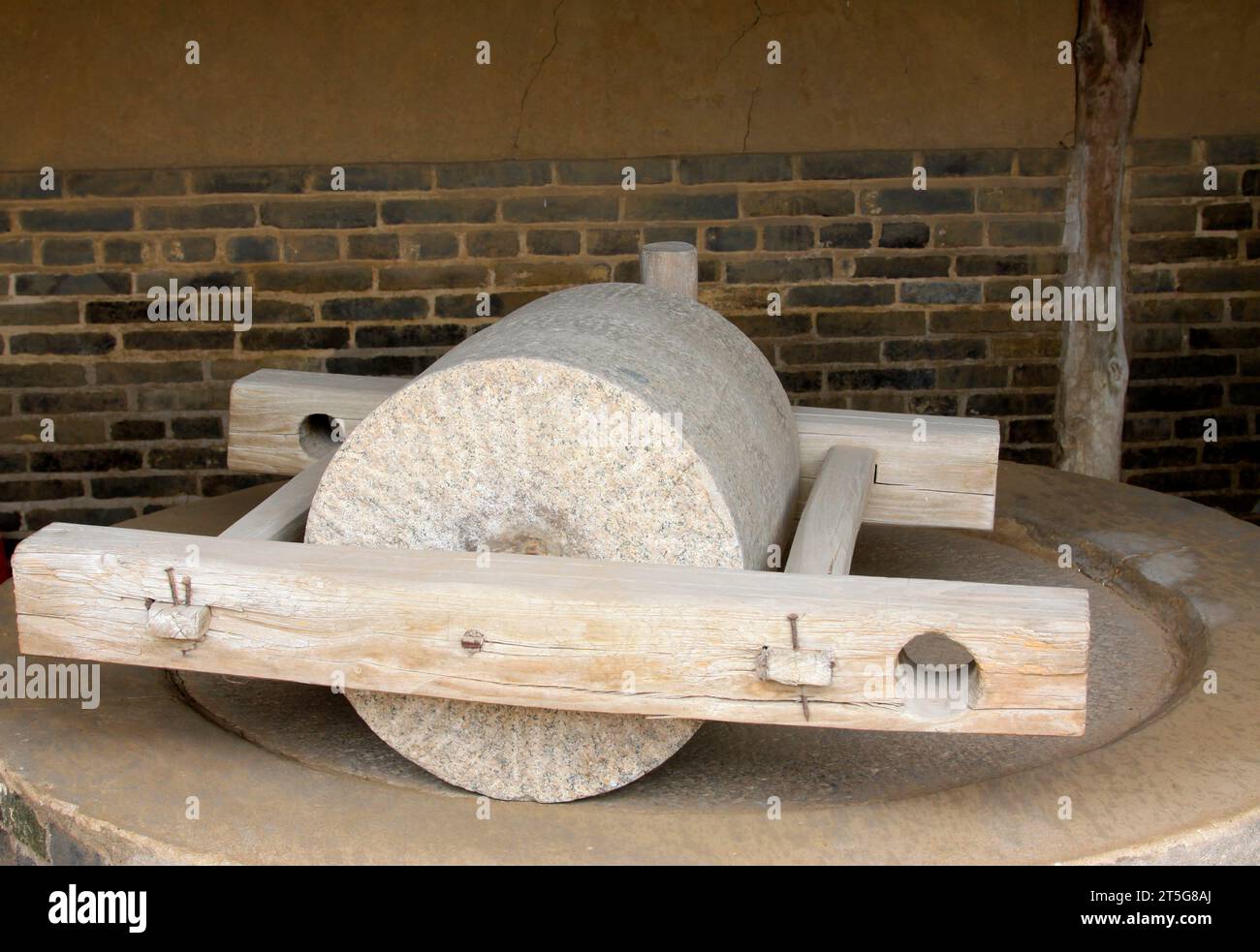 Ancient Chinese tools used for grinding wheat, in Chinese rural areas ...