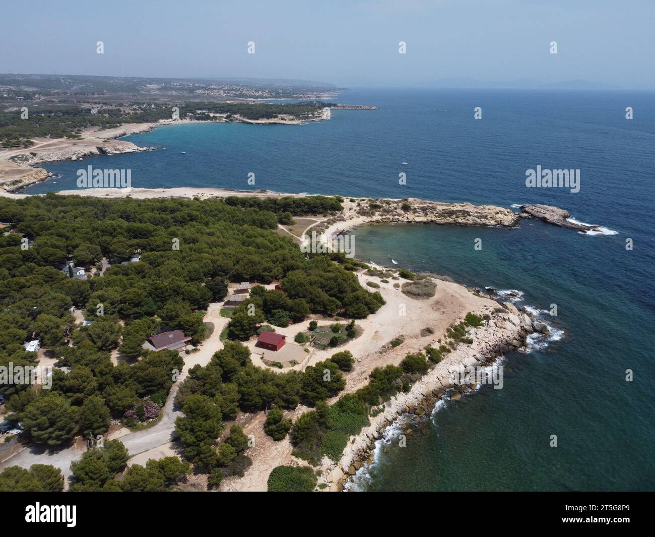 Aerial view of a cove by Plage du Verdon and bay of Marseille in ...