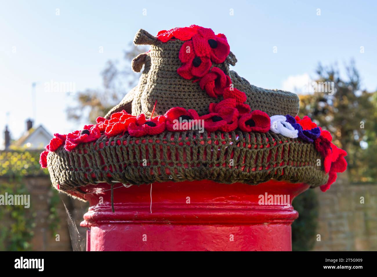 Poole, Dorset, UK. 5th November, 2023. A poignant knitted crocheted ...