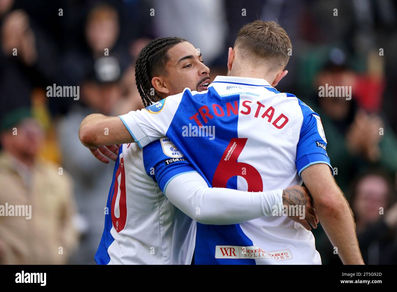 Blackburn Rovers' Tyrhys Dolan (left) celebrates scoring their side's ...