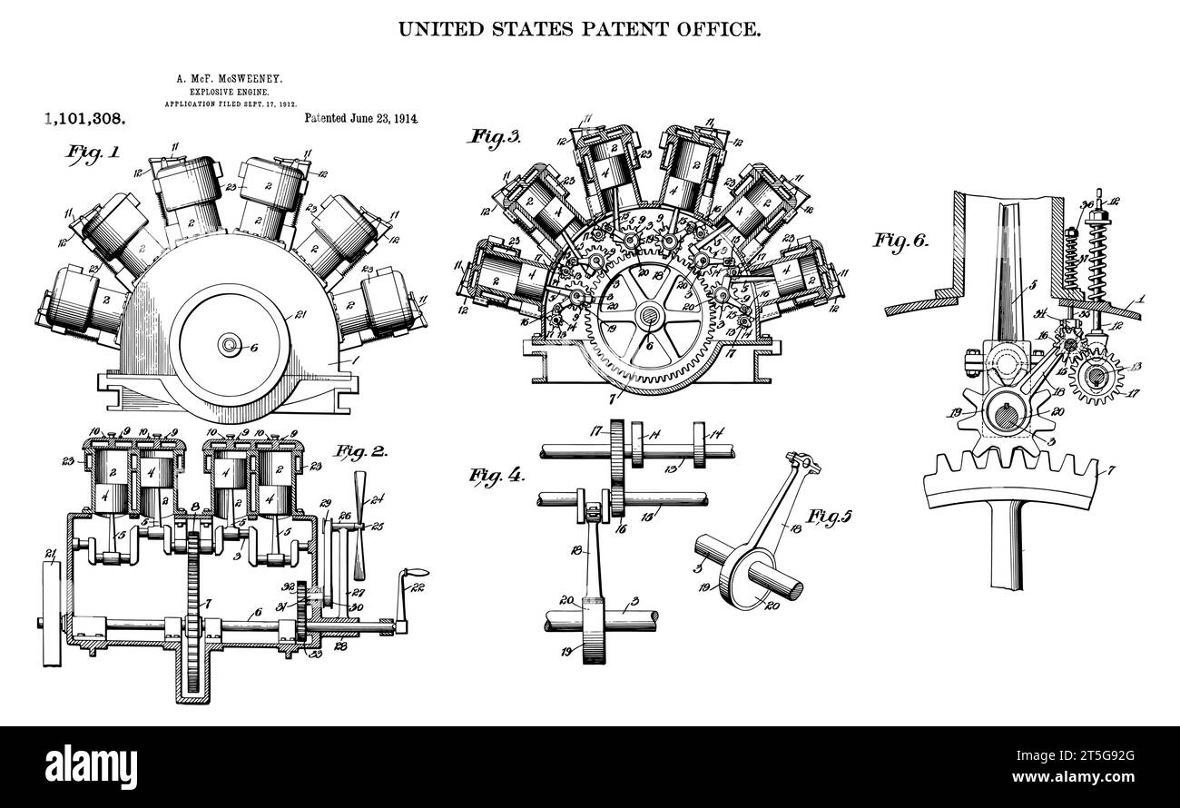 1914 Vintage explosive engine patent Stock Vector Image & Art - Alamy
