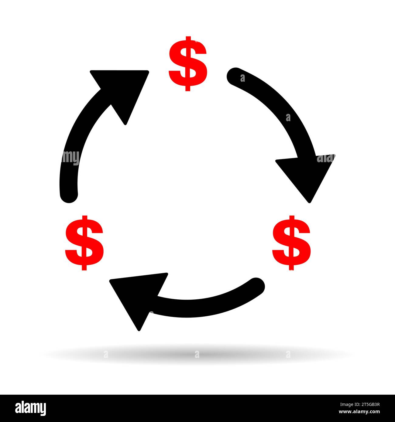 Dollar money change shadow icon, trade cash information web symbol ...