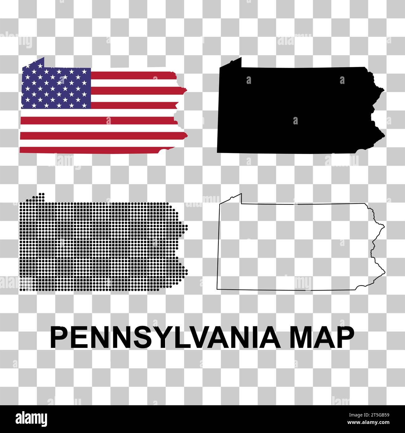 Set of Pennsylvania map, united states of america. Flat concept symbol ...