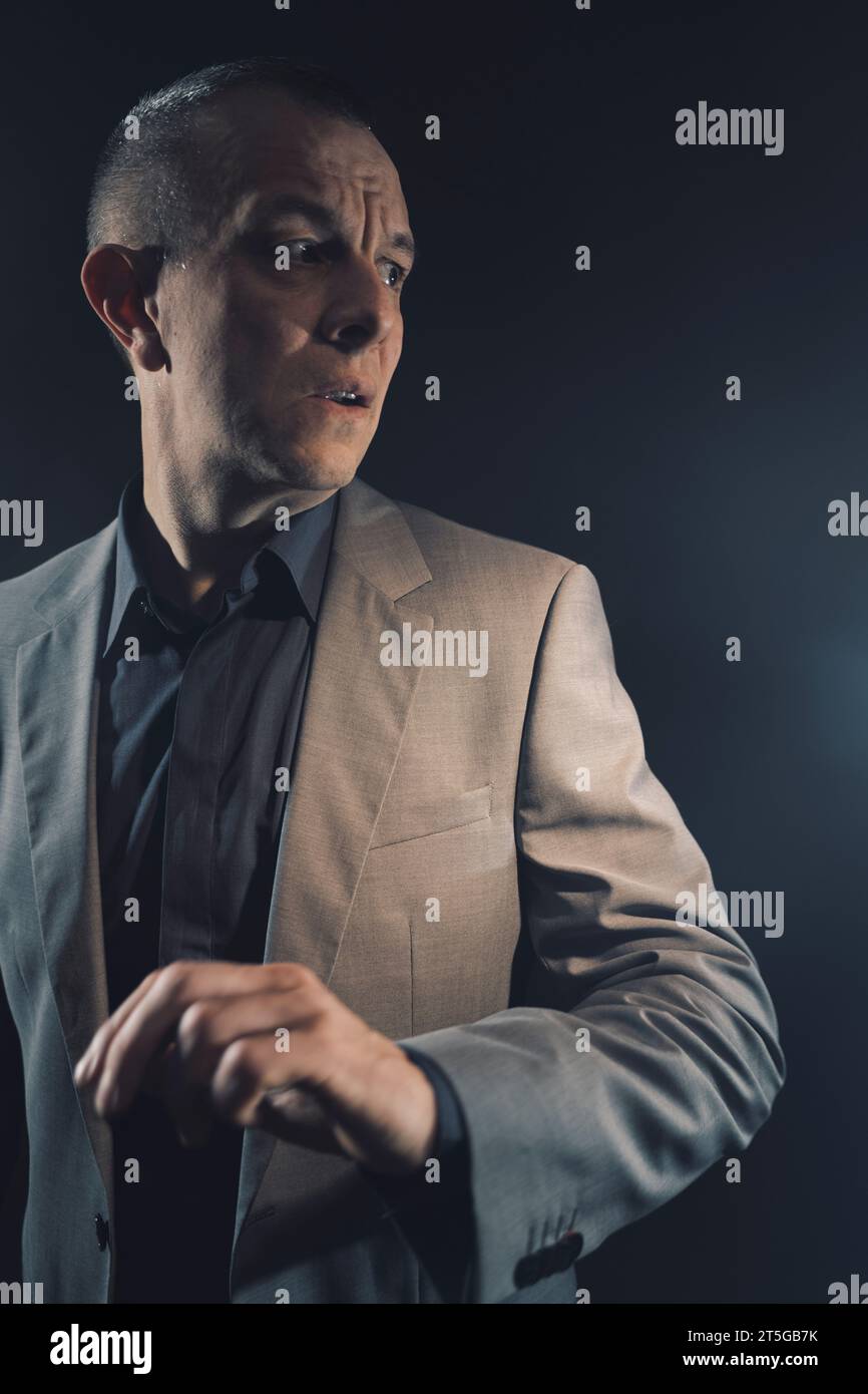 Man running in suit with fear hi-res stock photography and images - Alamy