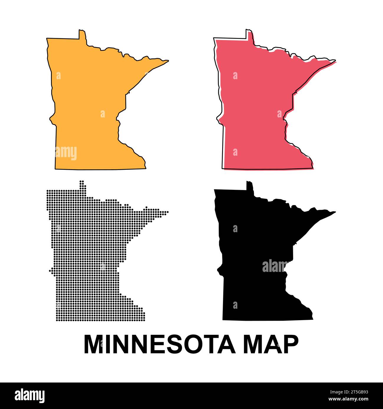 Set of Minnesota map, united states of america. Flat concept symbol ...