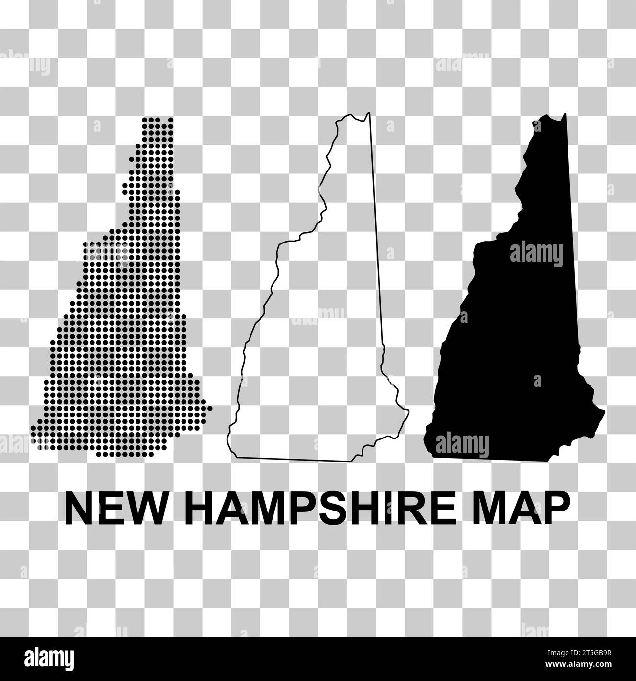 Set of New Hampshire map, united states of america. Flat concept vector ...