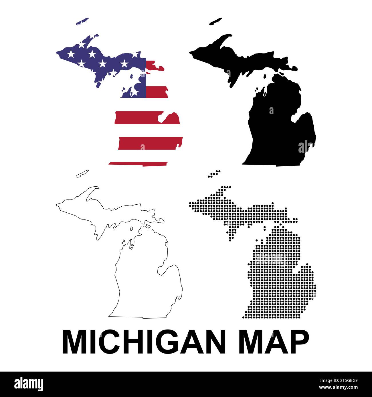 Set of Michigan map, united states of america. Flat concept icon vector ...