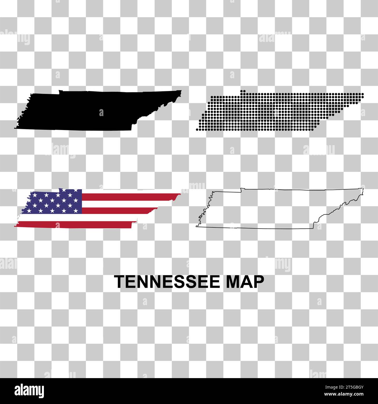 Set of Tennessee map shape, united states of america. Flat concept ...