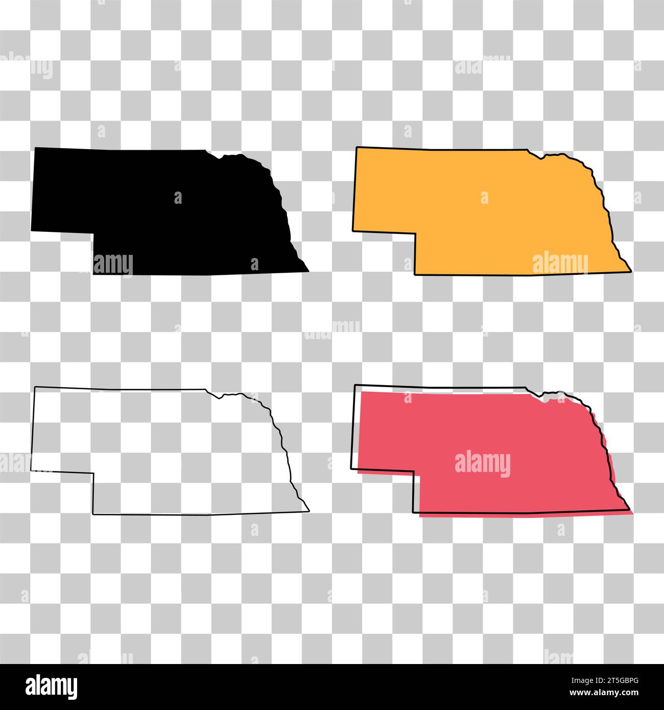 Set of Nebraska map, united states of america. Flat concept icon vector ...