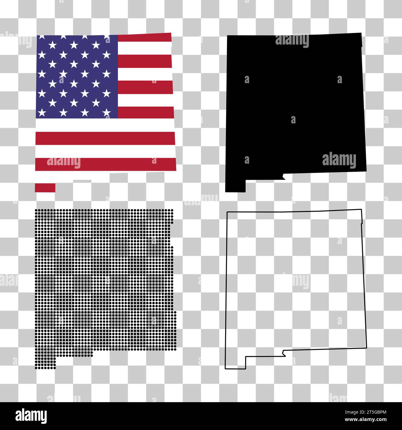Set of New Mexico map, united states of america. Flat concept vector ...