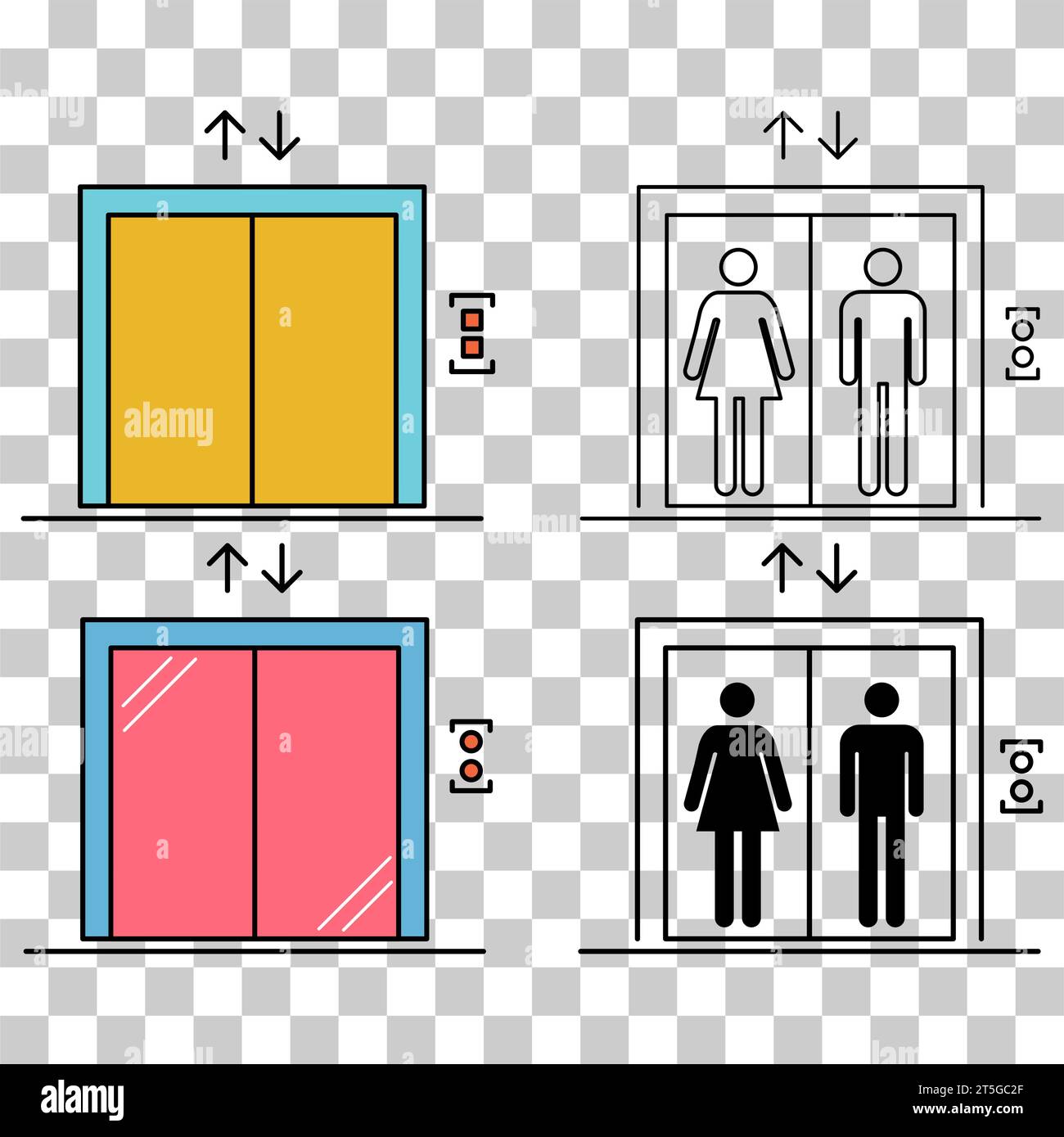 Set of Lift elevator icon, graphic design sign, building doorway symbol ...