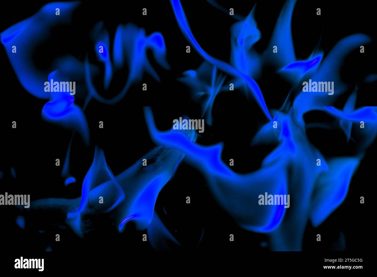 Blue fire on black background. Gas Stock Photo - Alamy