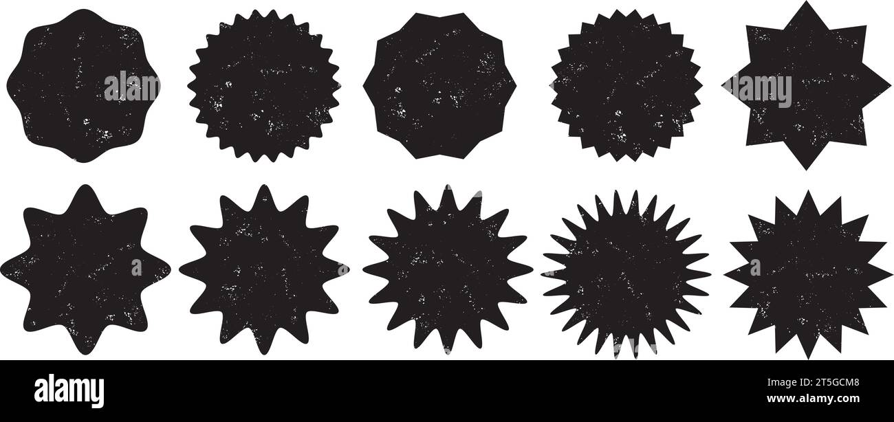 Grunge texture star icon collection of stars icons. Textured stars ...