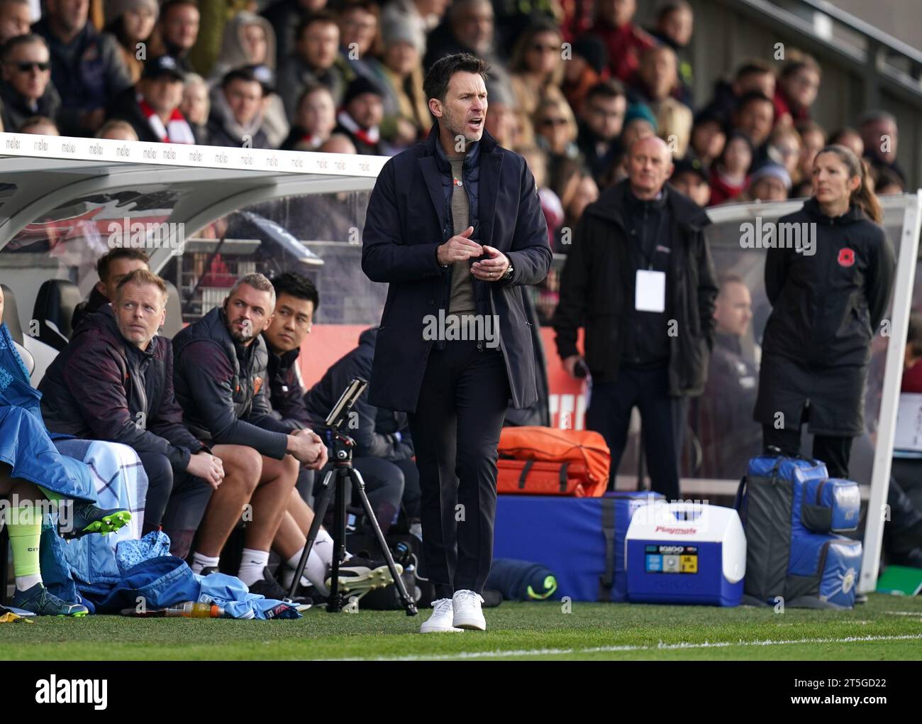 Manchester City manager Gareth Taylor on the touchline during the ...
