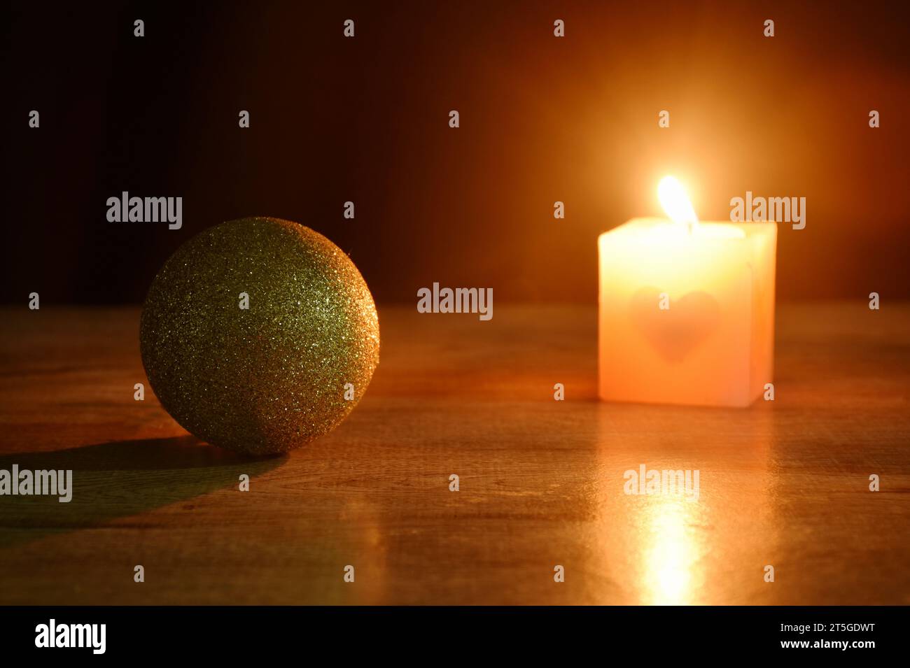 golden ball couple candle light for decoration in Christmas and new ...