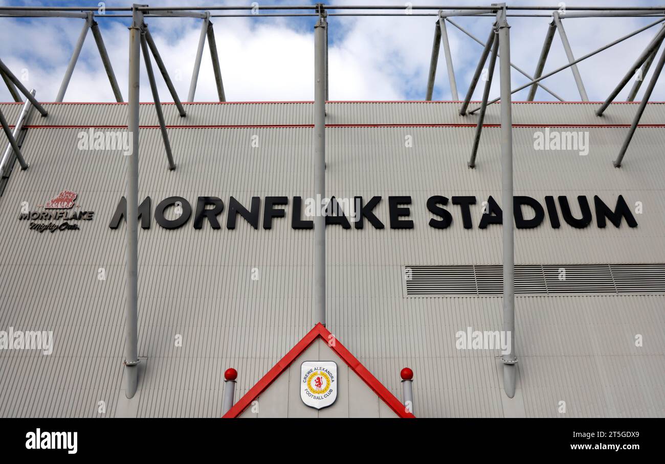 A general view of the Mornflake Stadium, Crewe. Picture date: Sunday ...