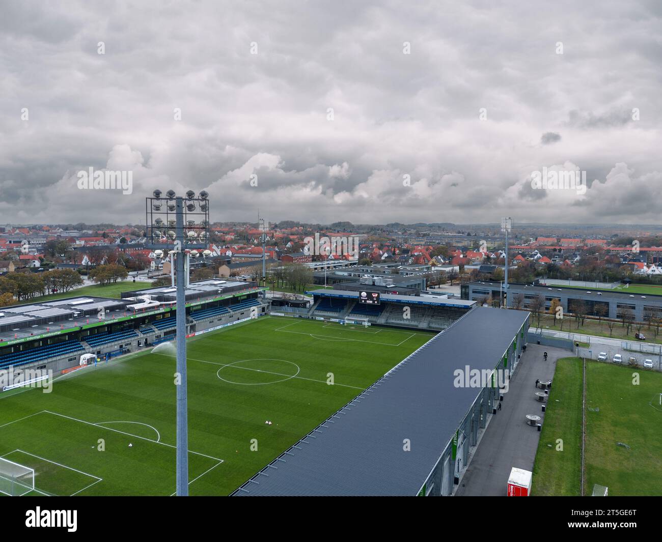 Hjørring, Denmark - November 04, 2023: Aerial autumn view of Hjørring ...