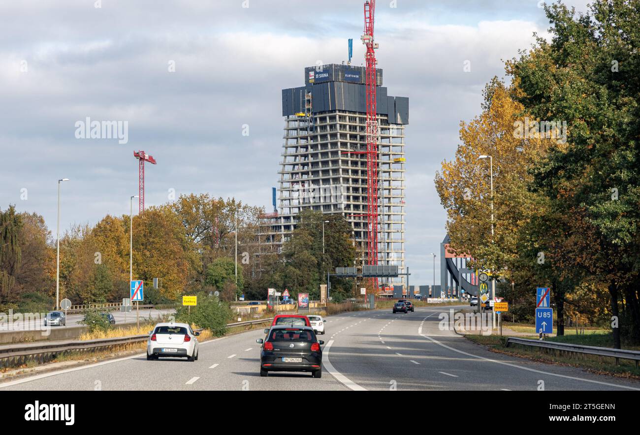 Hamburg, Germany. 31st Oct, 2023. View of the Elbtower construction ...