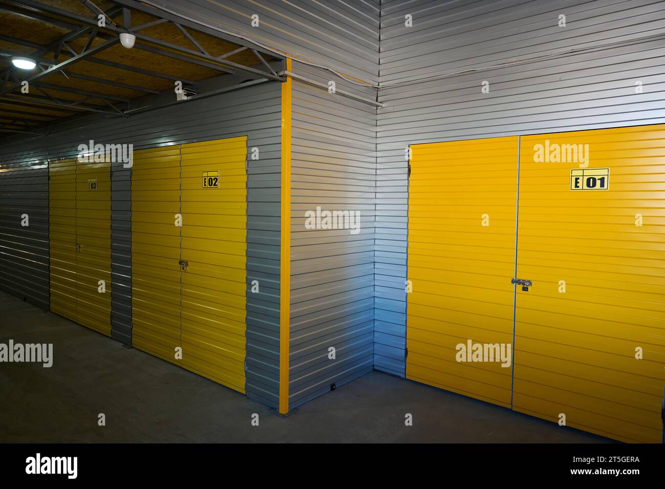 Modern warehouse with metal containers for storing things Stock Photo ...