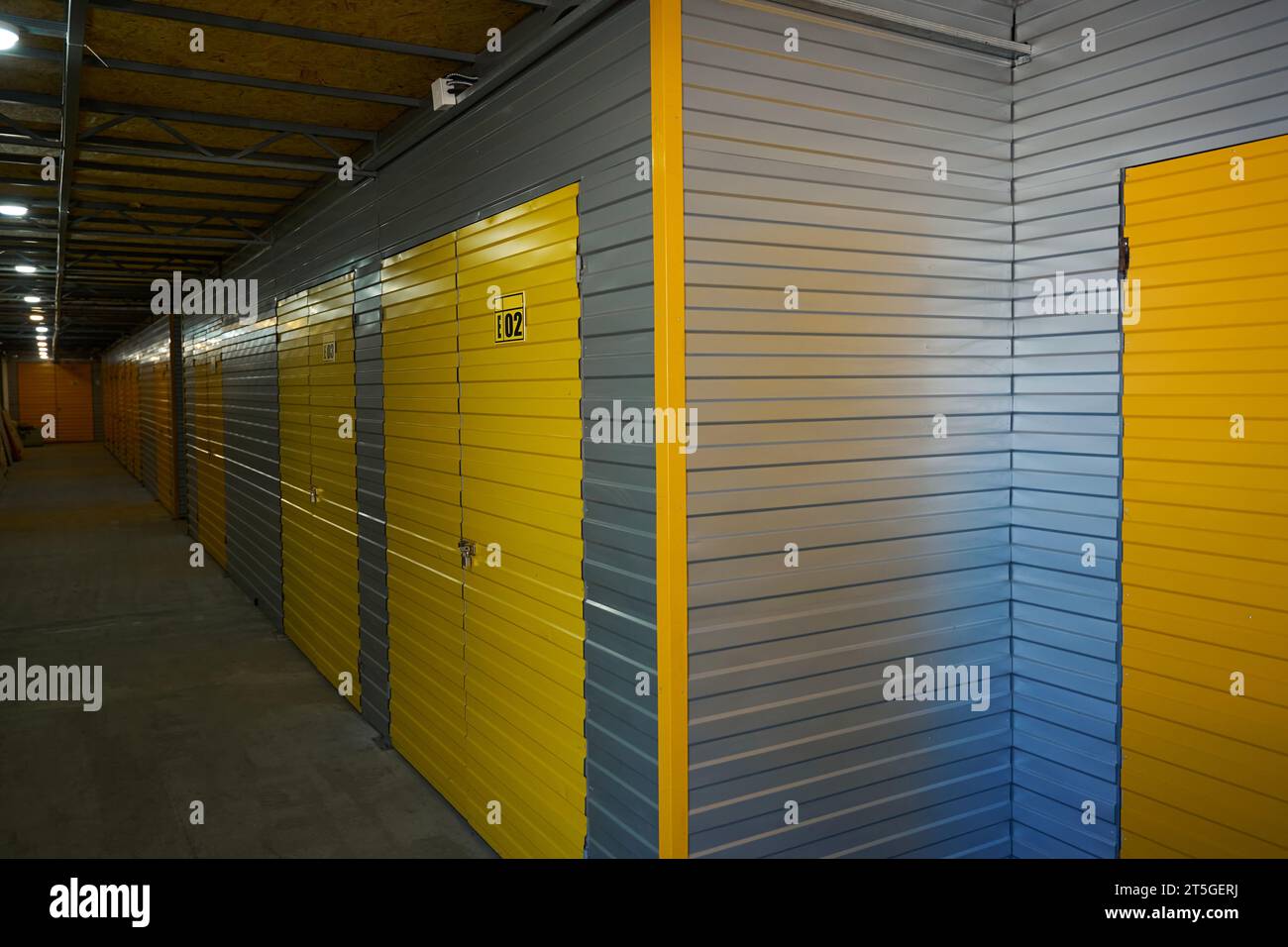 Modern luggage storage with metal containers for storing things Stock ...