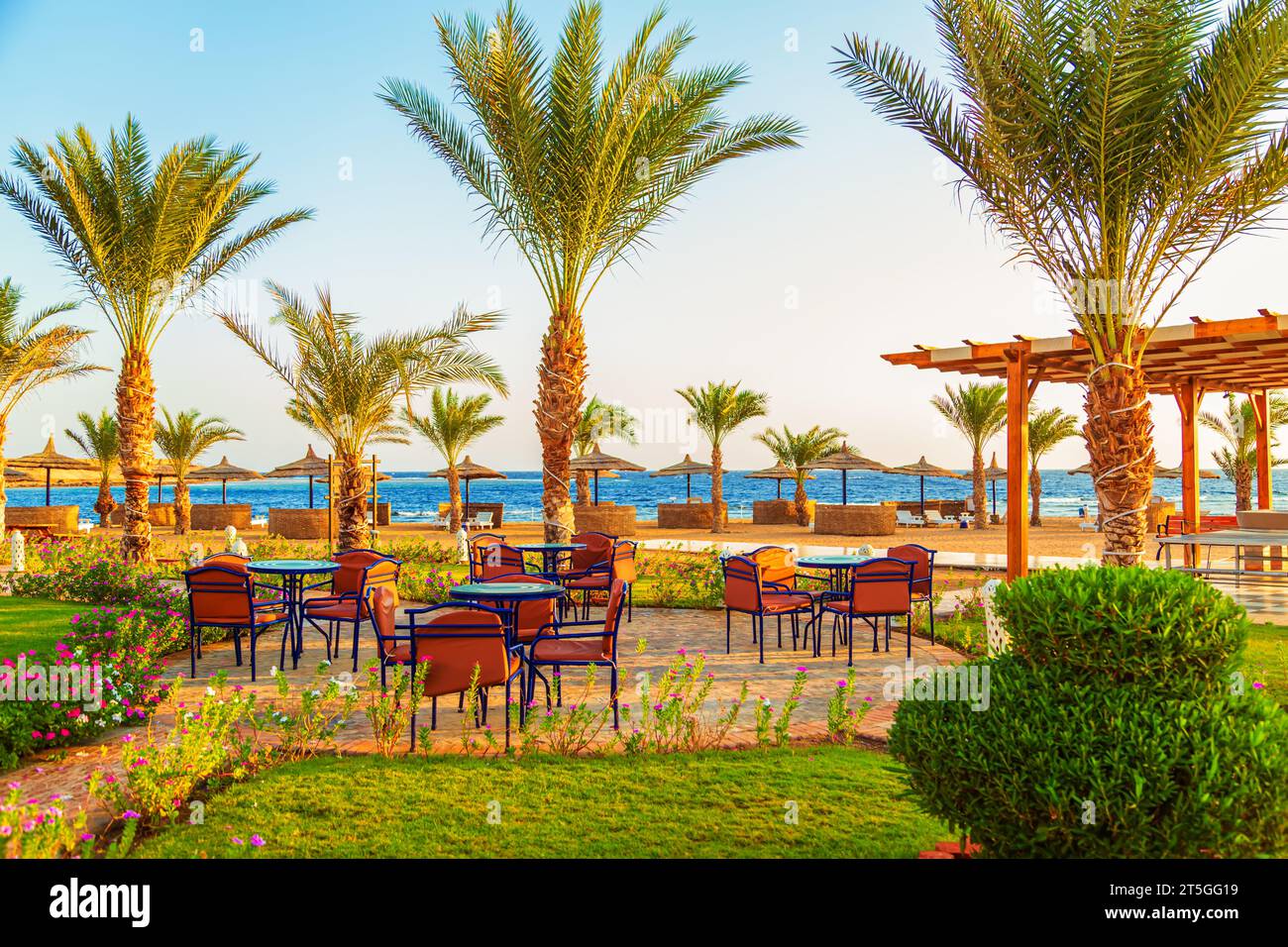 Beautiful hotel area on the Red Sea shore. Landscaping. Safaga, Egypt ...