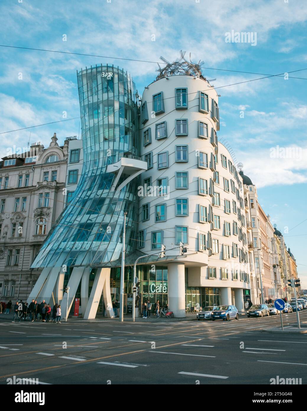 Modern architecture of the Dancing House, in Prague, Czechia Stock ...