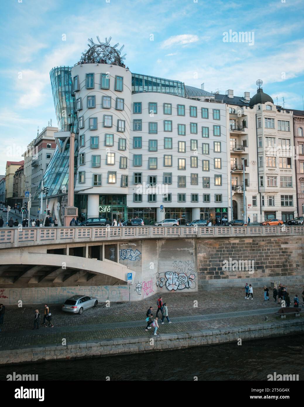 Modern architecture of the Dancing House, in Prague, Czechia Stock ...