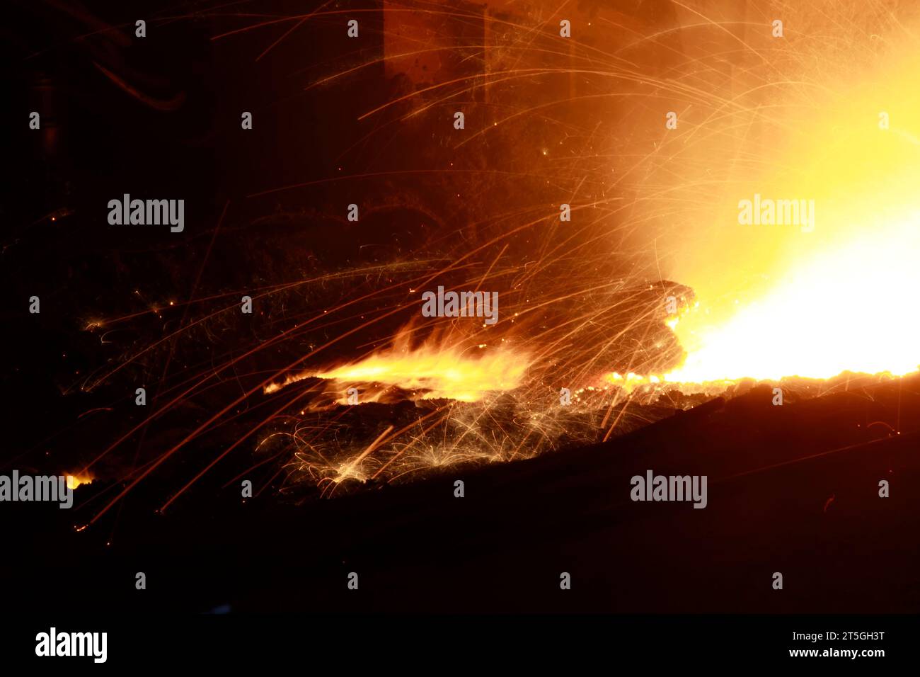 hot molten steel splash in a factory Stock Photo - Alamy