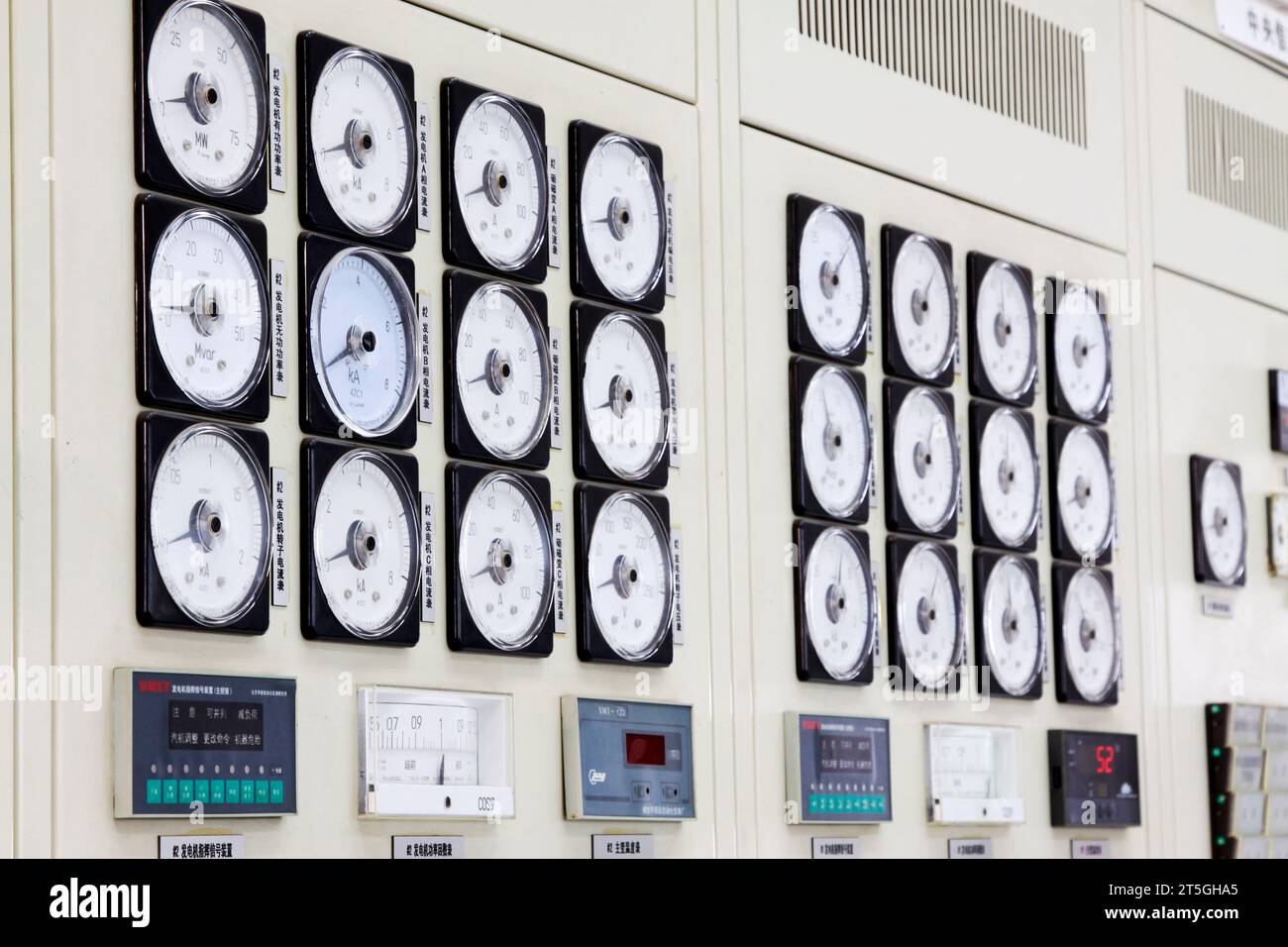 Instrument equipment control room of thermal power plant Stock Photo ...