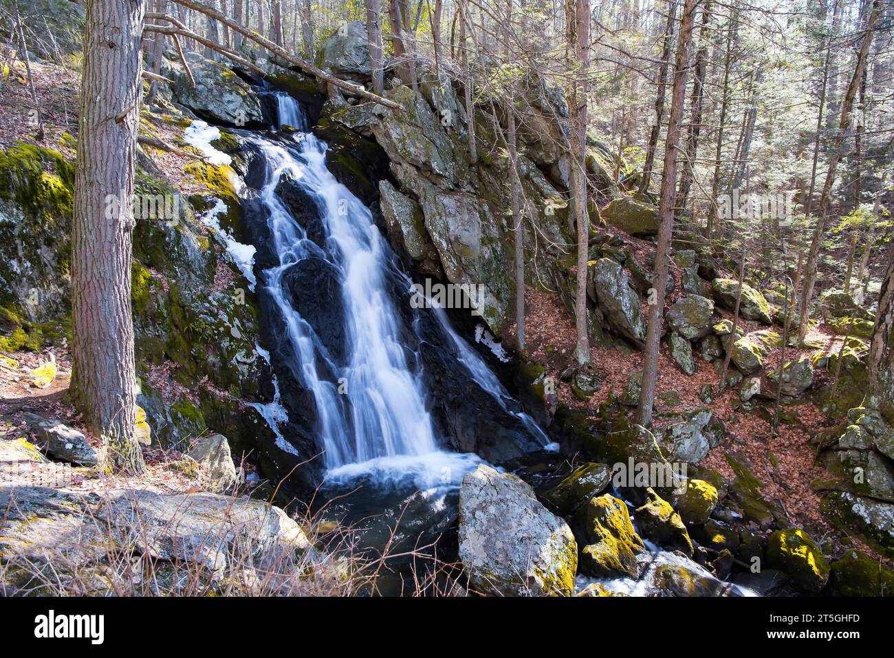Buttermilk Falls and Hancock Brook in Plymouth Connecticut on a sunny ...