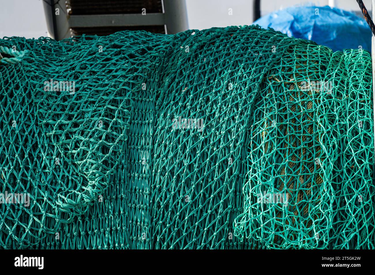 Green fishing trawl ned on a fishing boat Stock Photo - Alamy
