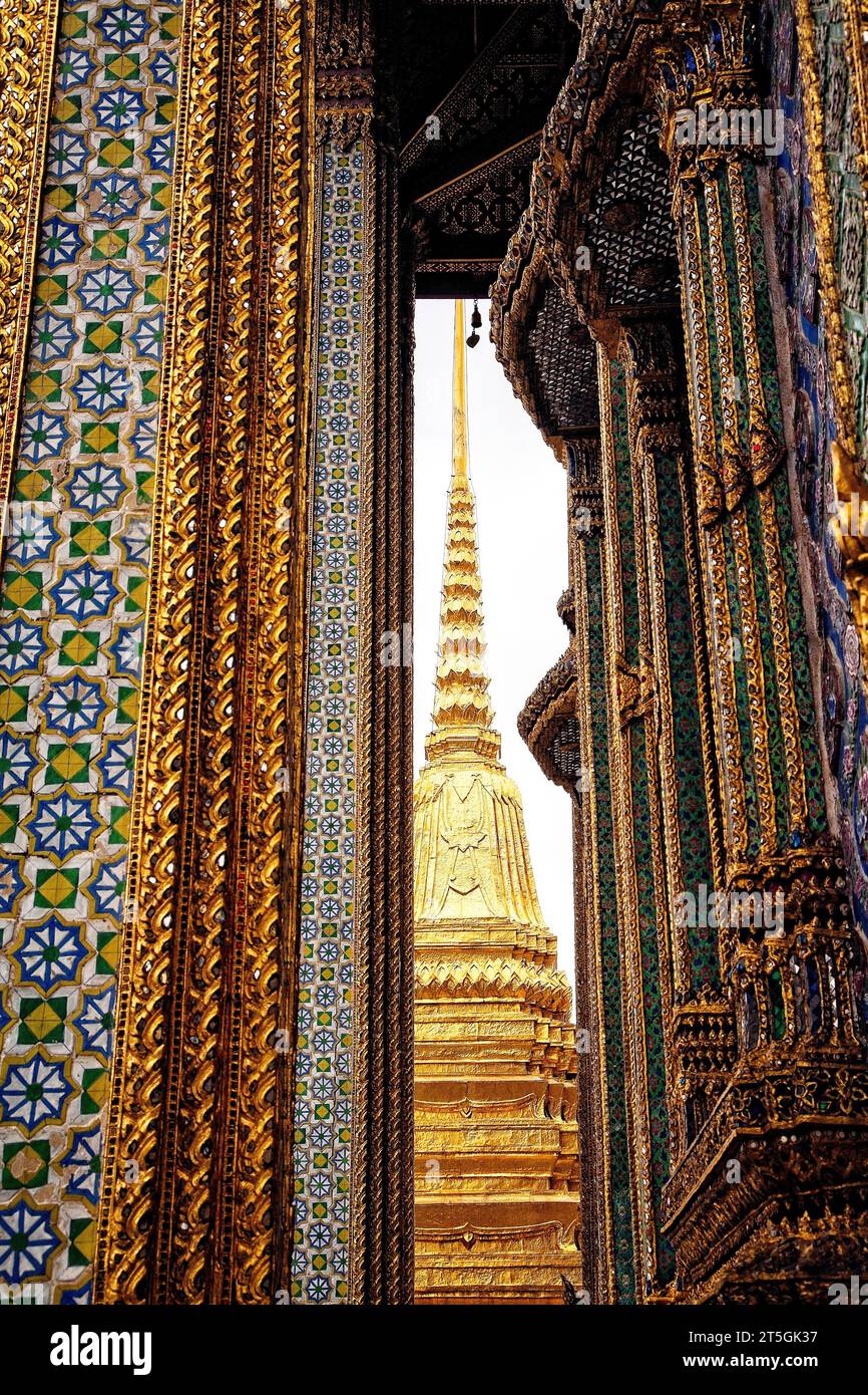 The view through the pillars of the Prasat Phra Dhepbidorn at the Grand ...