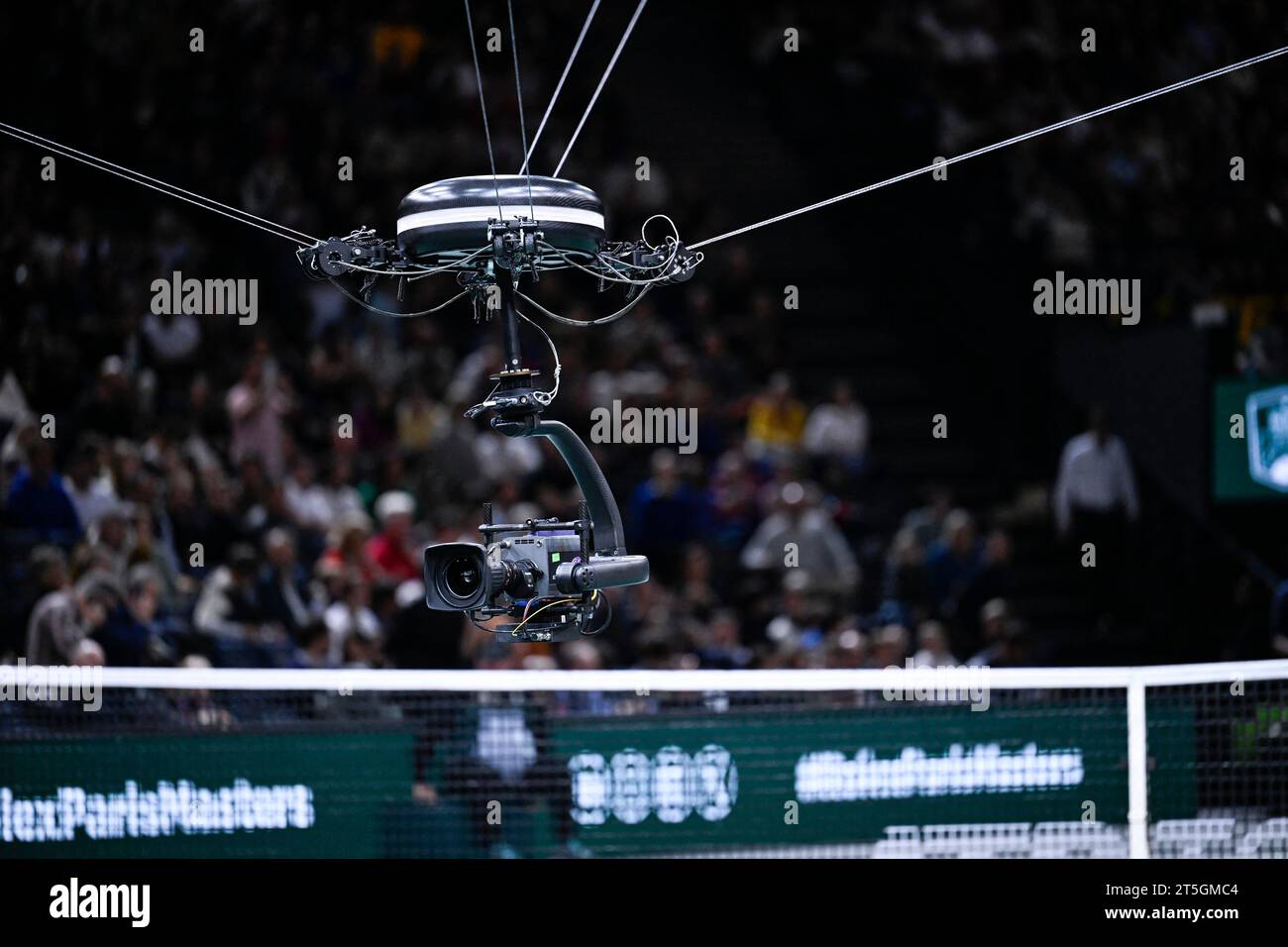 Paris, France. 05th Nov, 2023. Illustration picture shows a spidercam ...