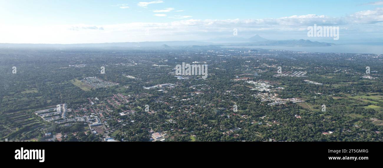 Panoramic view on managua capital city aerial drone view Stock Photo ...