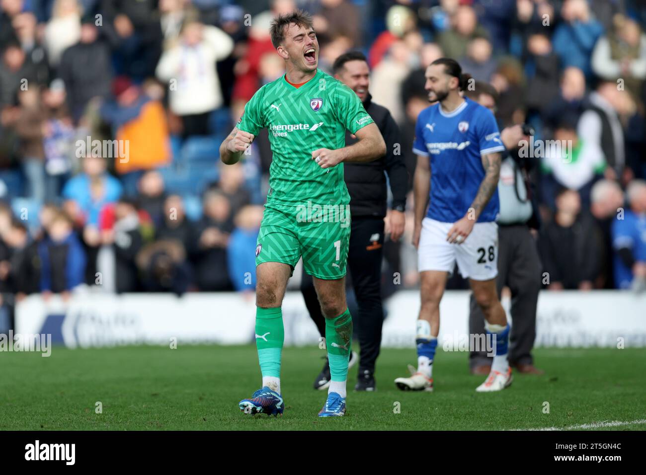 Chesterfield's Harry Tryer celebrates following their victory in the ...