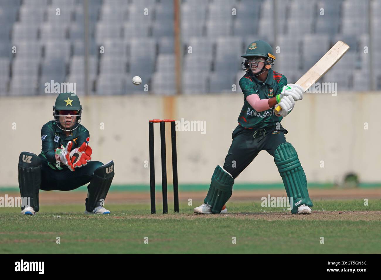 Bangladesh women cricket team batter Fahima Akter bats against Pkistan during the first ODI ...
