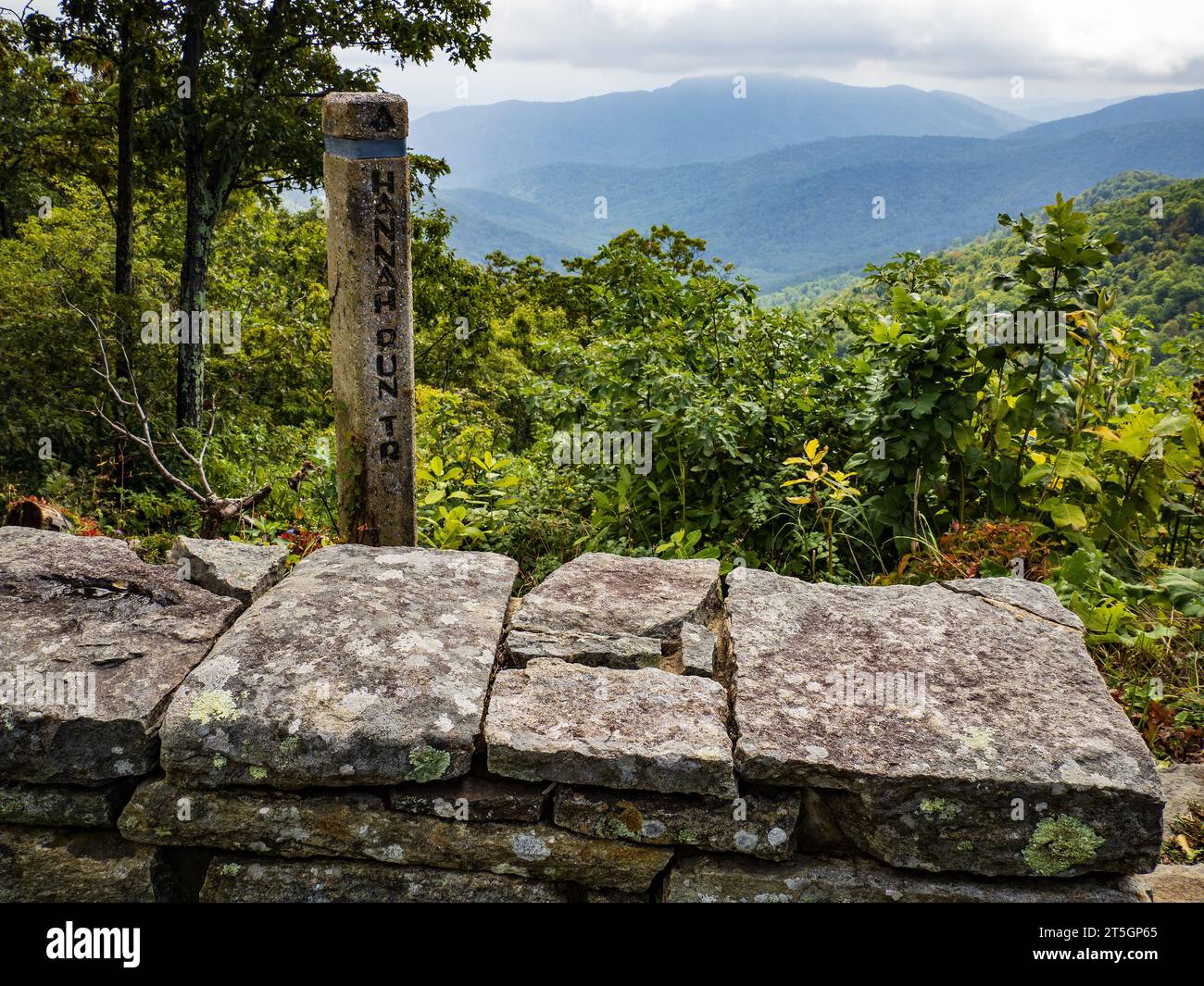 Hannah Run milepost at Skyline Drive, Virginia Stock Photo - Alamy