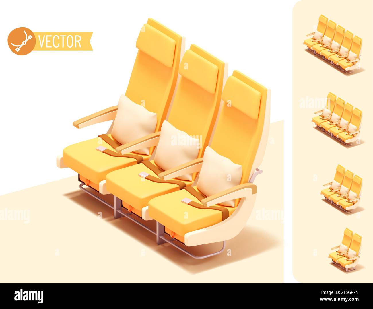 Vector isometric airplane seats set. Economy or premium economy class ...