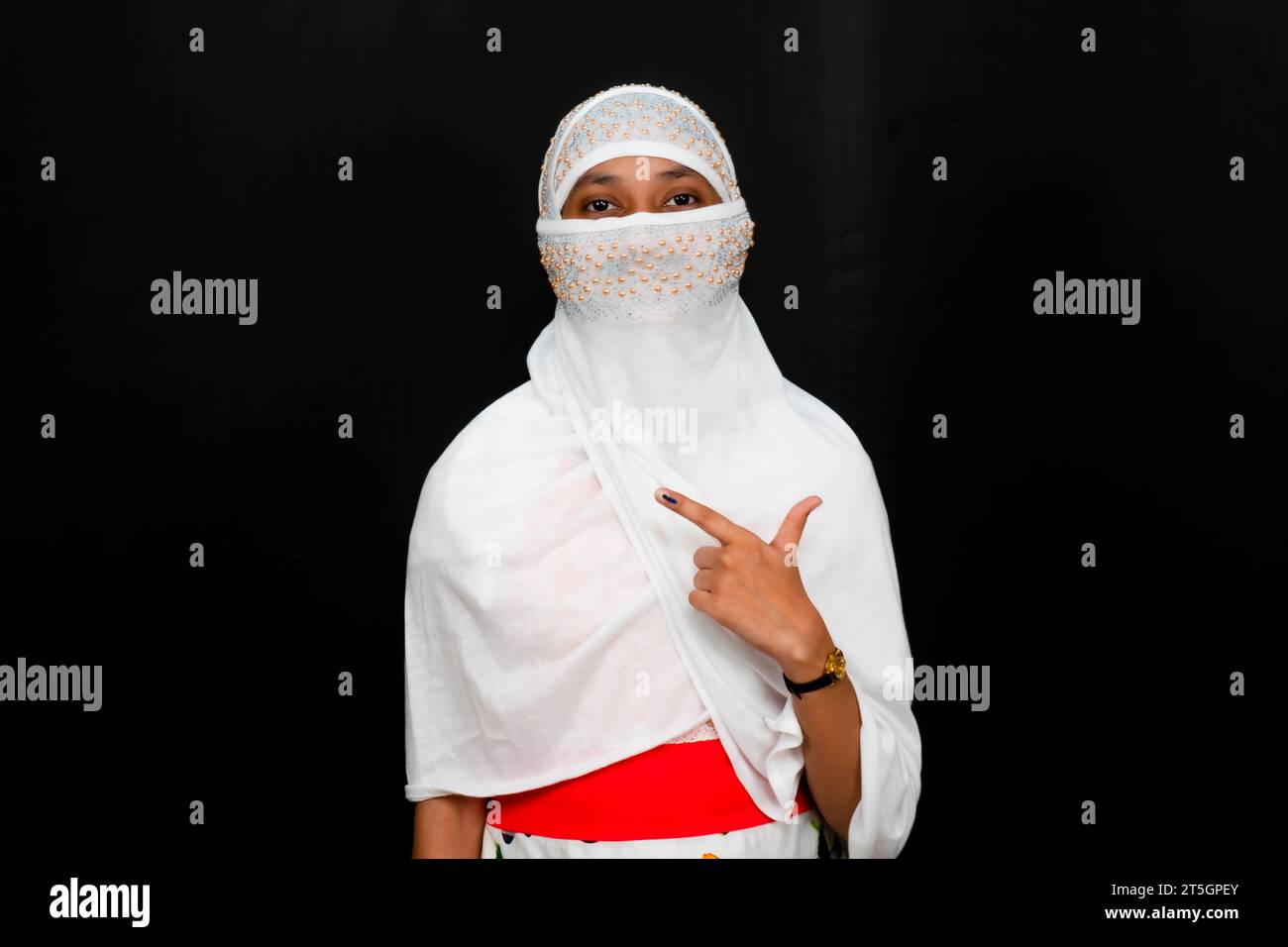 Young Indian Girl Showing Ink Mark On Her Finger After Voting, Isolated ...