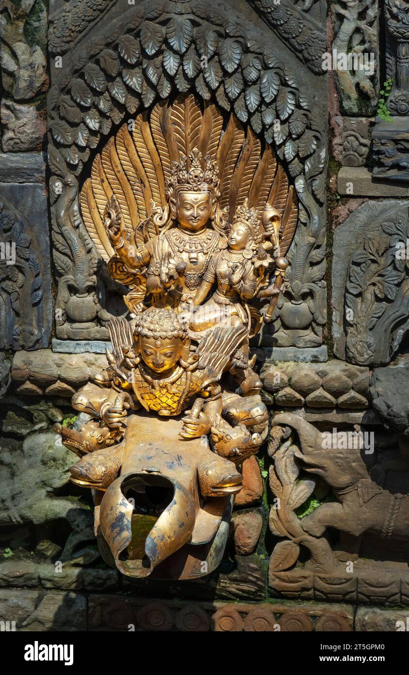 Vishnu God and Laxmi Goddesses gold couple statue statue in Patan ...