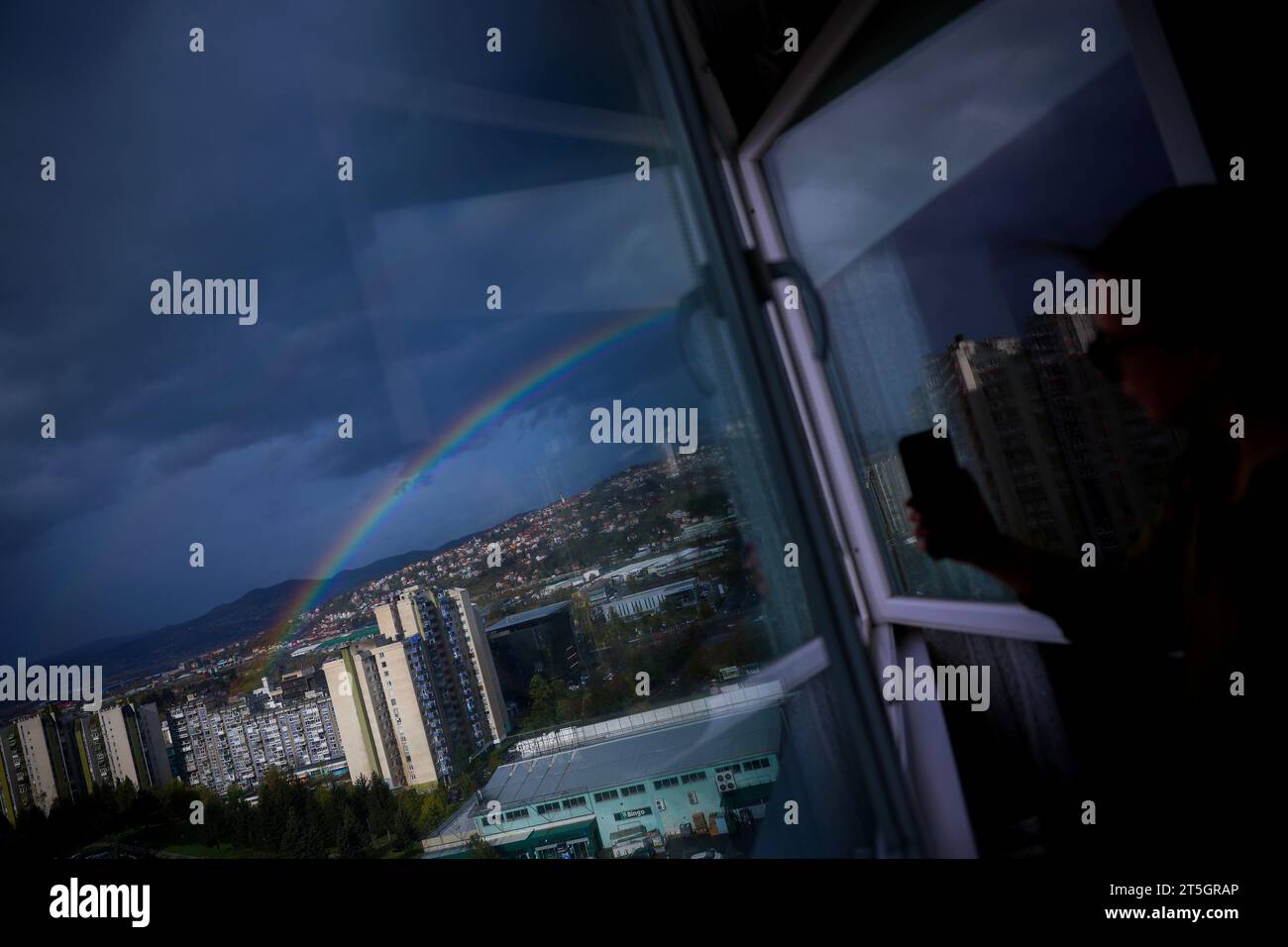 Sarajevo, Bosnia And Herzegovina. 05th Nov, 2023. Rainbow, clouds and ...