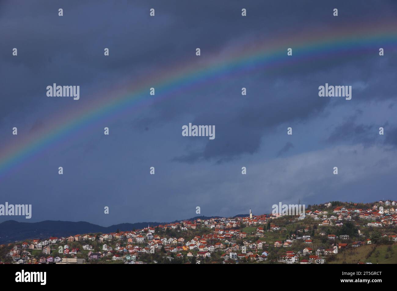 Sarajevo, Bosnia And Herzegovina. 05th Nov, 2023. Rainbow, clouds and ...